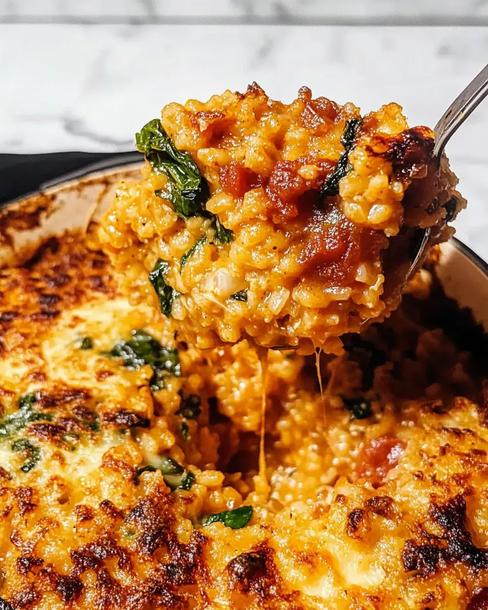 Baked Spinach and Cheese Risotto is a must-try dish! - Fitandhealthier