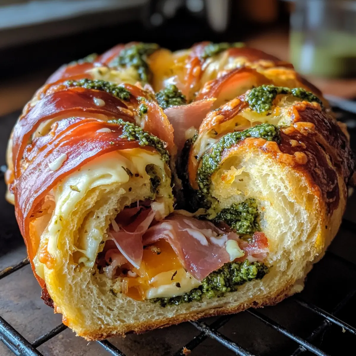 Irresistible Saffron Wreath Bread with Prosciutto Gruyere