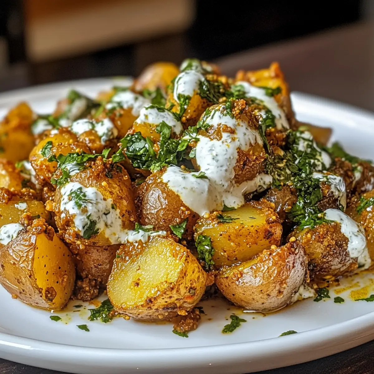 Irresistible Chaat Masala Potatoes with Creamy Yogurt Dressing