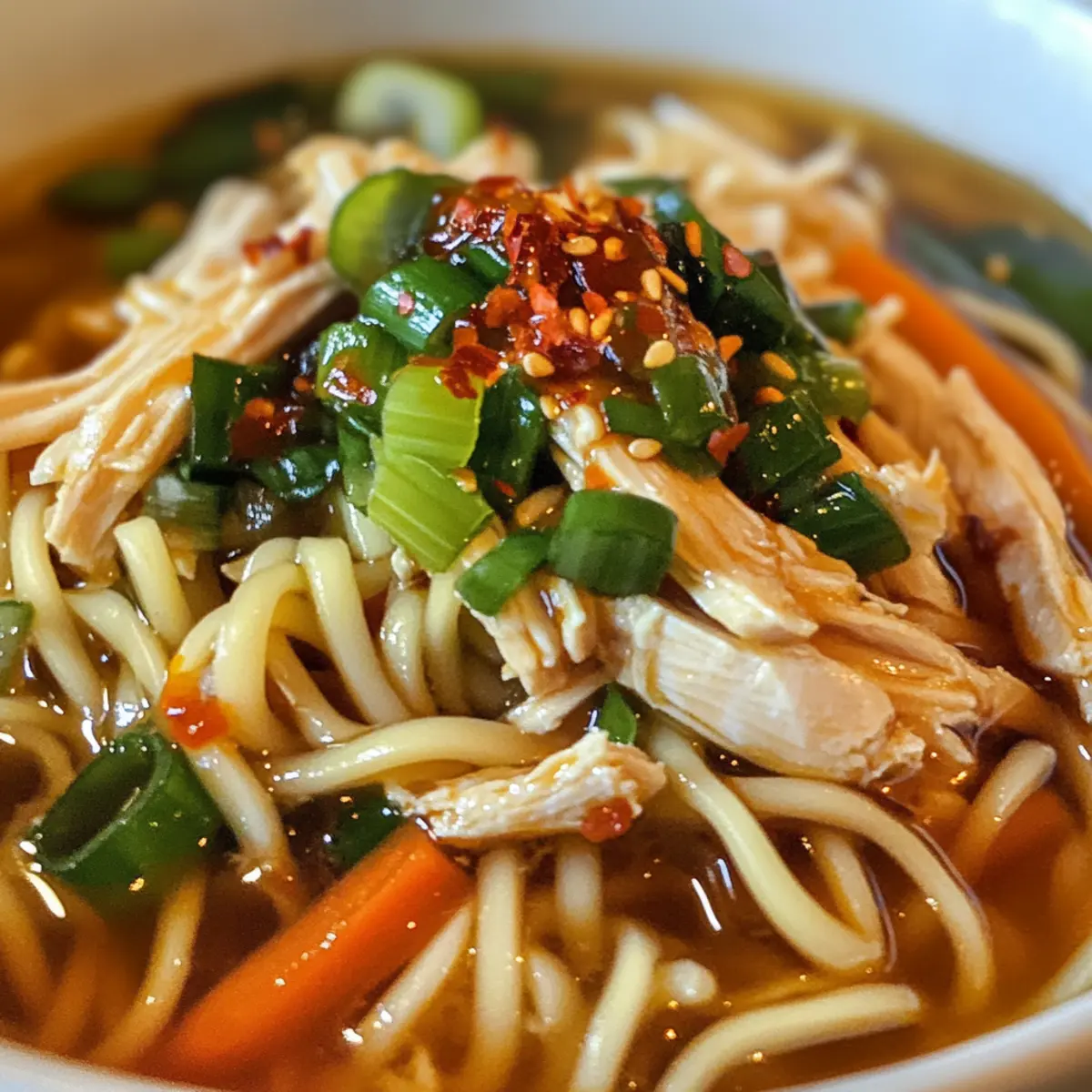 Irresistible Aromatic Ginger Scallion Chicken Noodle Soup